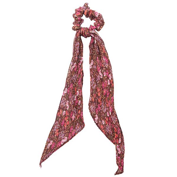 LC Lauren Conrad Red Pink Floral Long Tail Scrunchie