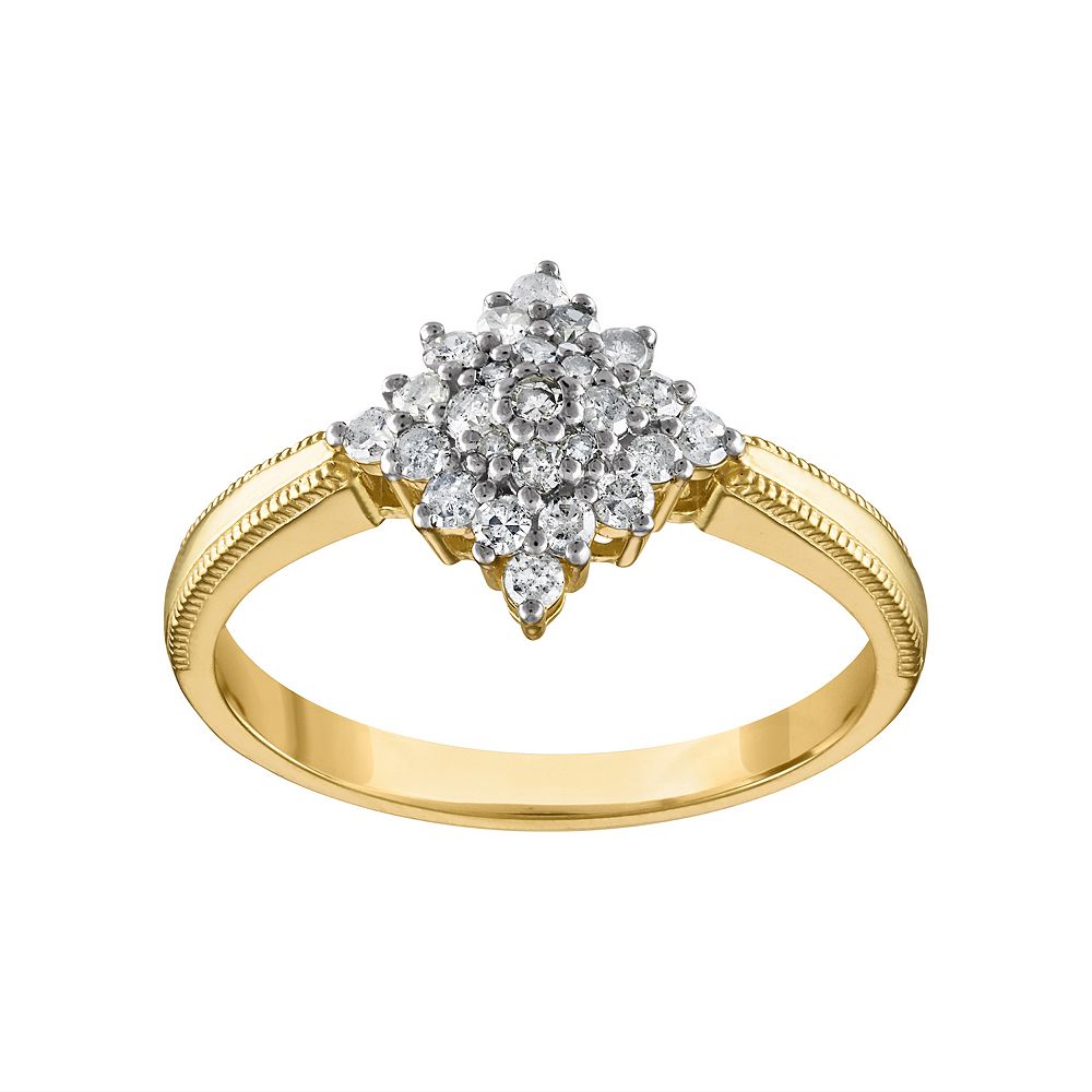 Tiara 14k Gold Over Silver 1/3 Carat T.W. Diamond Cluster Ring