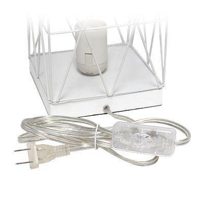 Simple Designs White Geometric Square Metal Table Lamp