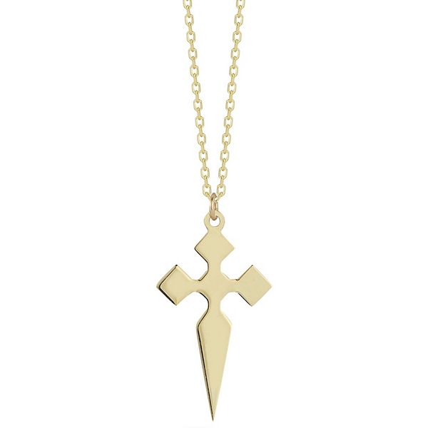 LUMINOR GOLD 14k Gold Dagger Cross Pendant Necklace