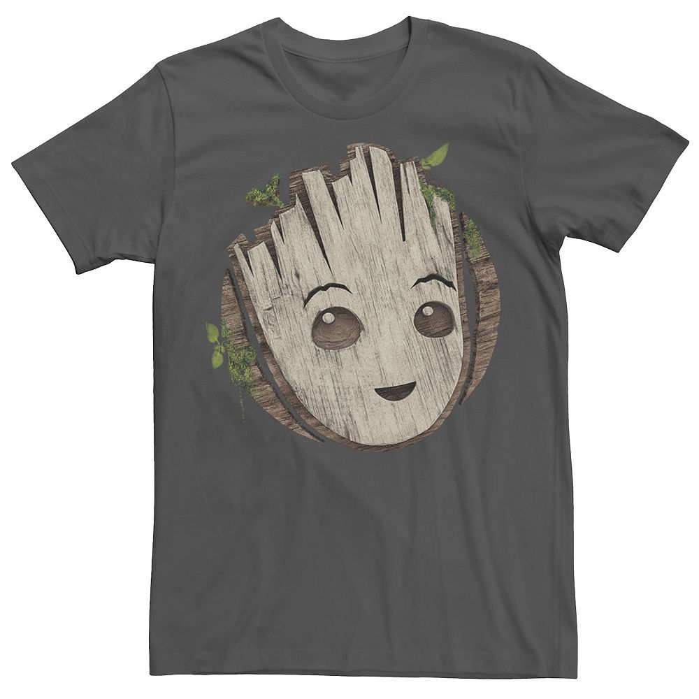Men's Marvel I am Groot Face Badge Wooden Badge Tee