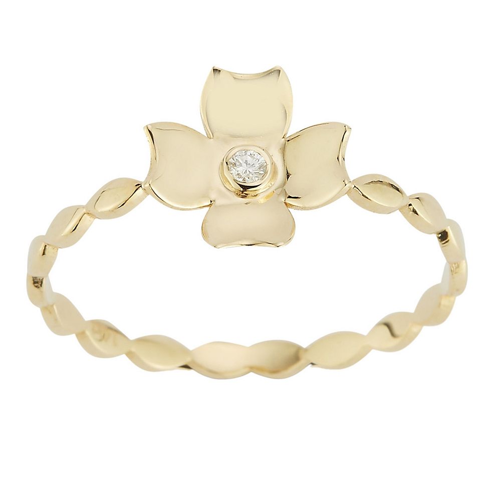 LUMINOR GOLD 14k Gold Diamond Accent Flower Ring