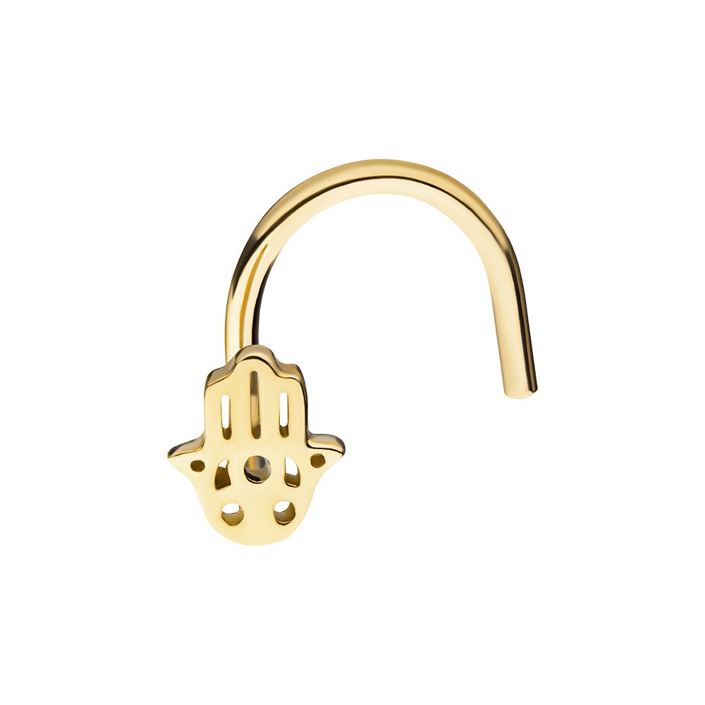 Earrangements 14k Gold Hamsa Hand Nose Screw