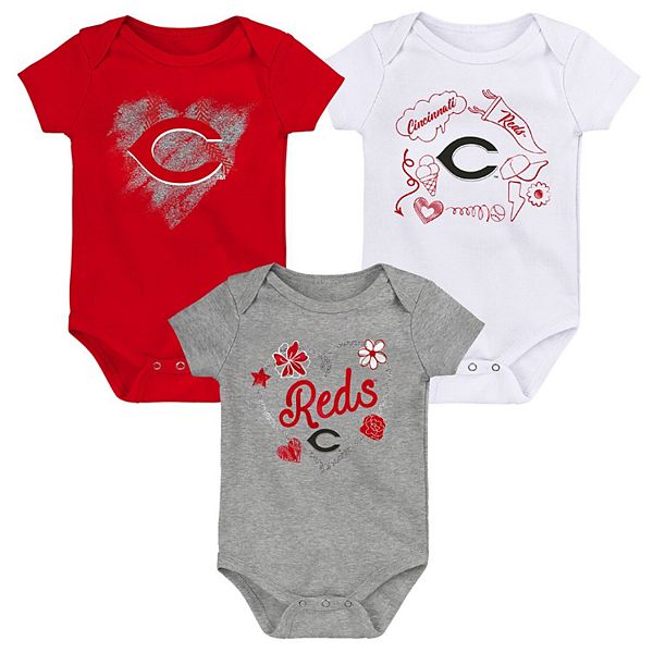 Girls Newborn & Infant Red/White/Heathered Gray Cincinnati Reds 3-Pack ...