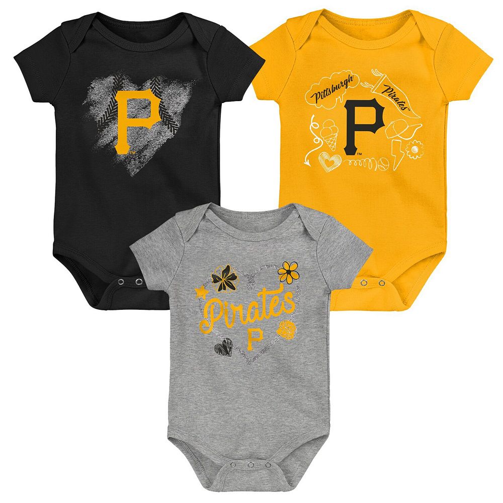 Girls Newborn & Infant Black/Gold/Heathered Gray Pittsburgh Pirates 3 ...