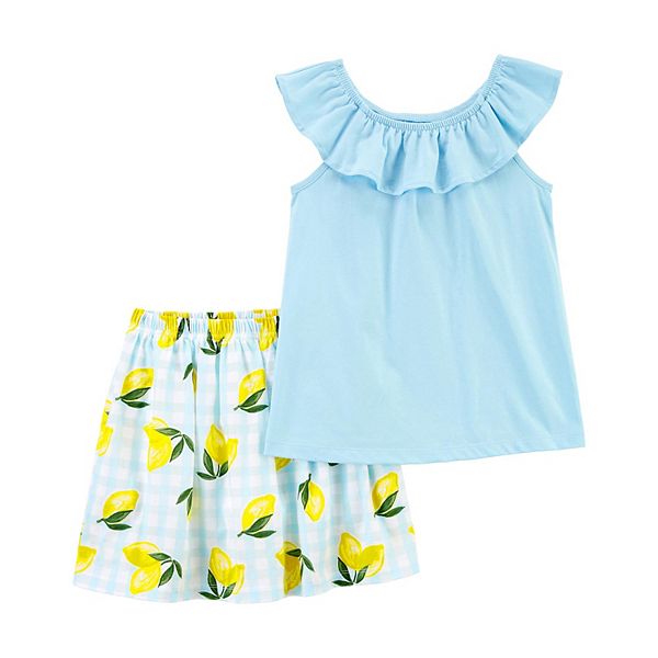 Girls 4-8 Carter's 2-Piece Flutter Top & Lemon Skort Set