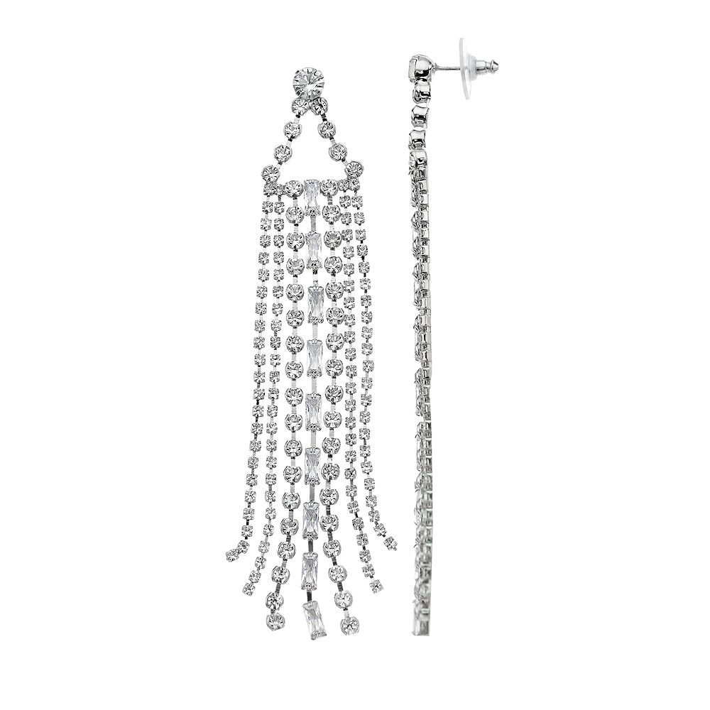 Vieste Silver Tone Fancy Fringes Post Earrings