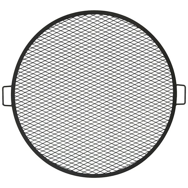 Sunnydaze Round Steel X-Mark Fire Pit Cooking Grill with Handles
