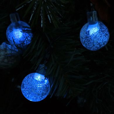 Sunnydaze 20 ft 30 Count LED Solar-Powered Globe String Light - Blue 2-Pack