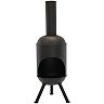 Sunnydaze 5 ft Steel Wood Burning Outdoor Chiminea Fire Pit with Wood Grate