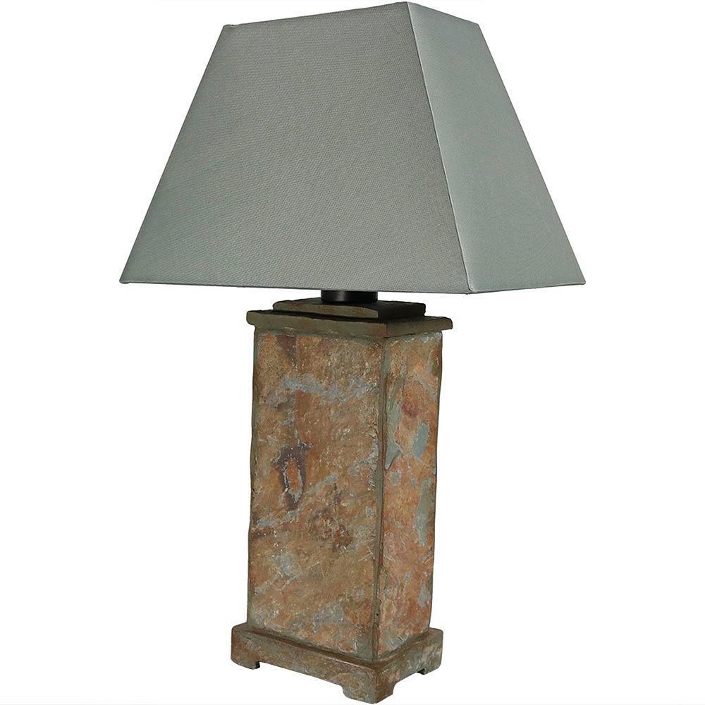 Sunnydaze 24 In Natural Slate Indoor And Outdoor Table Lamp - Neutral