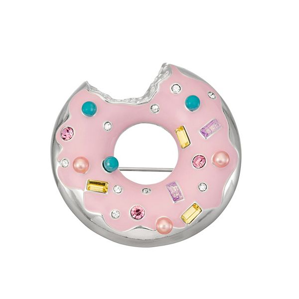 Napier Silver Tone Enamel Donut Pin