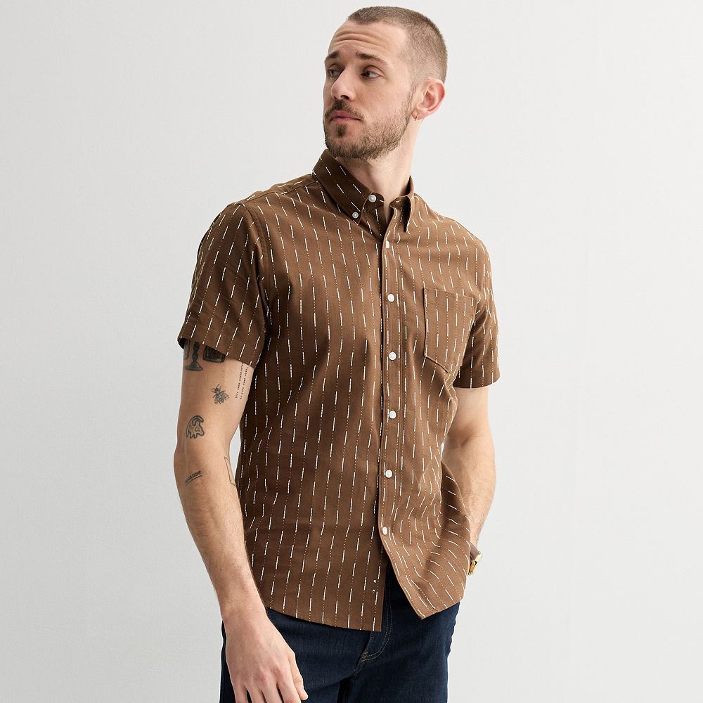Men's Sonoma Goods For Life® Short Sleeve Perfect Length Button Down Shirt