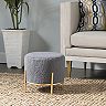 Zanella Round Upholstered Sherpa Stool