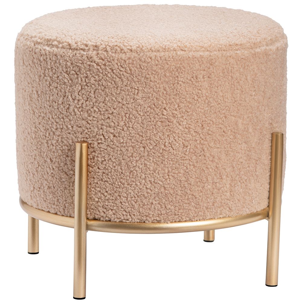 Zanella Round Upholstered Sherpa Stool