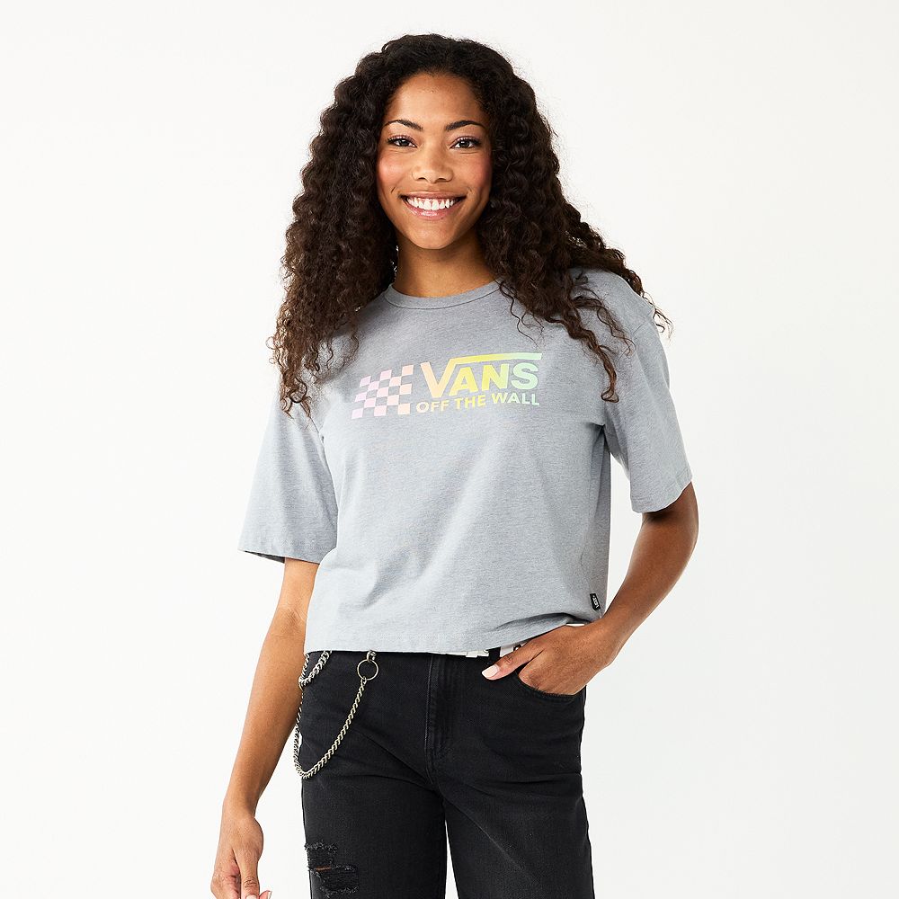 Juniors' Vans Grid Logo Cropped Graphic Tee