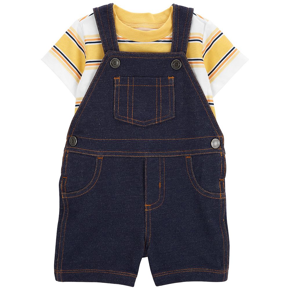 Toddler Boy Carter's Striped Tee & Denim Shortalls Set