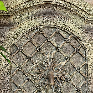 Sunnydaze Rosette Leaf Polystone Outdoor Wall Fountain - Florentine Stone