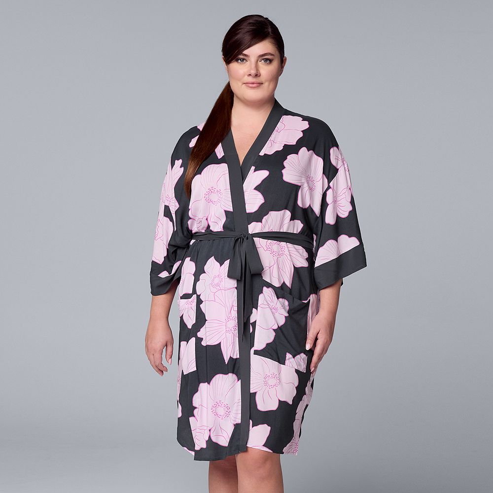 Plus Size Simply Vera Vera Wang Woven Wrap Robe