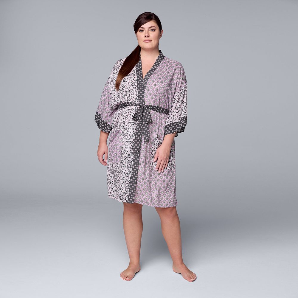 Plus Size Simply Vera Vera Wang Woven Wrap Robe