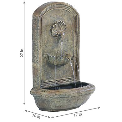 Sunnydaze Seaside Polystone Outdoor Solar Wall Fountain