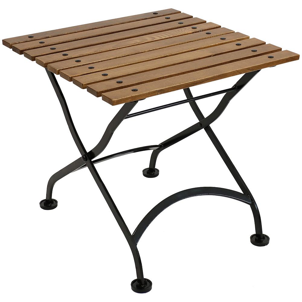 Sunnydaze European Chestnut Wood Folding Square Side Table - 20 in
