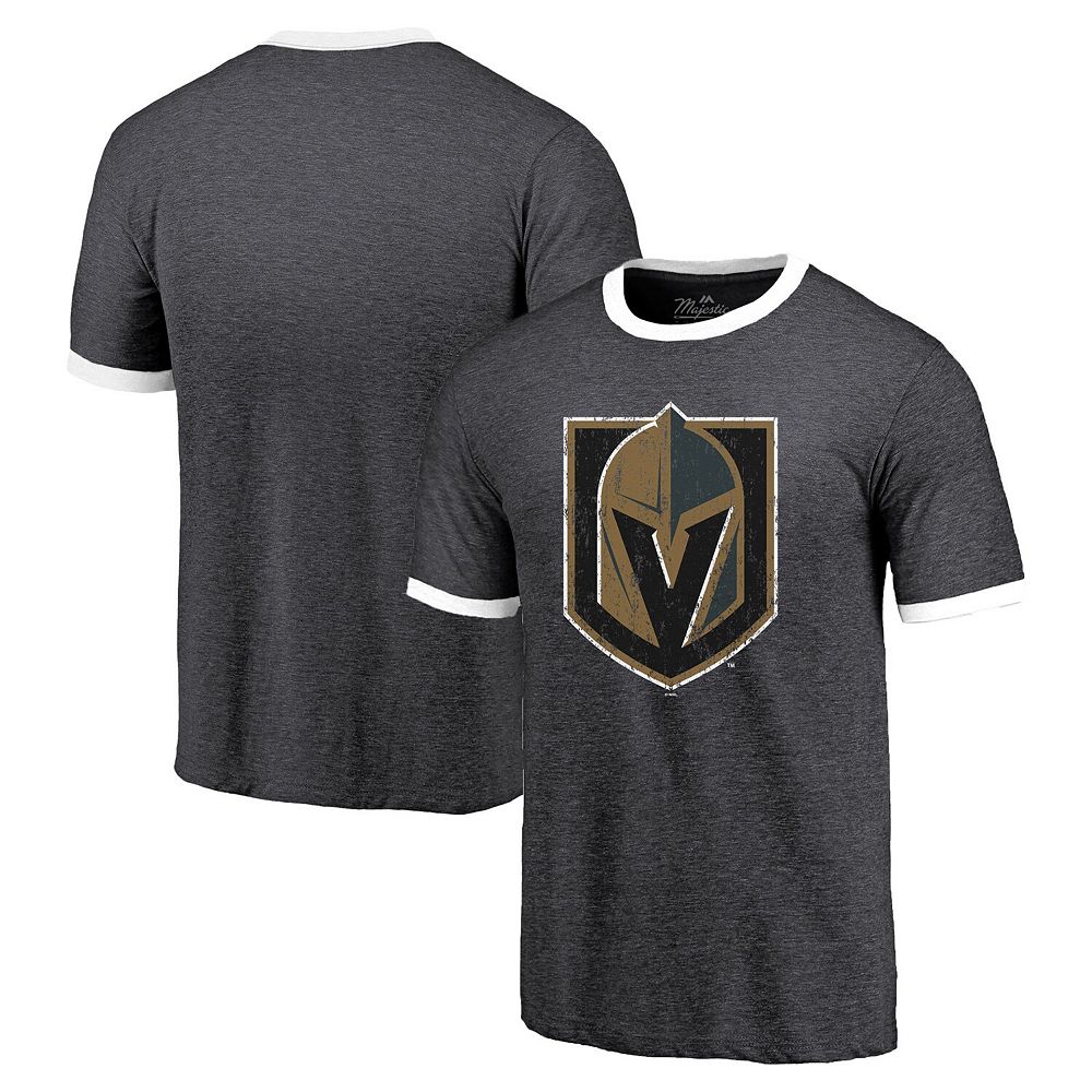 Men's Majestic Threads Heathered Black Vegas Golden Knights Ringer ...