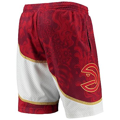 Men's Mitchell & Ness Red Atlanta Hawks Hardwood Classics Lunar New ...