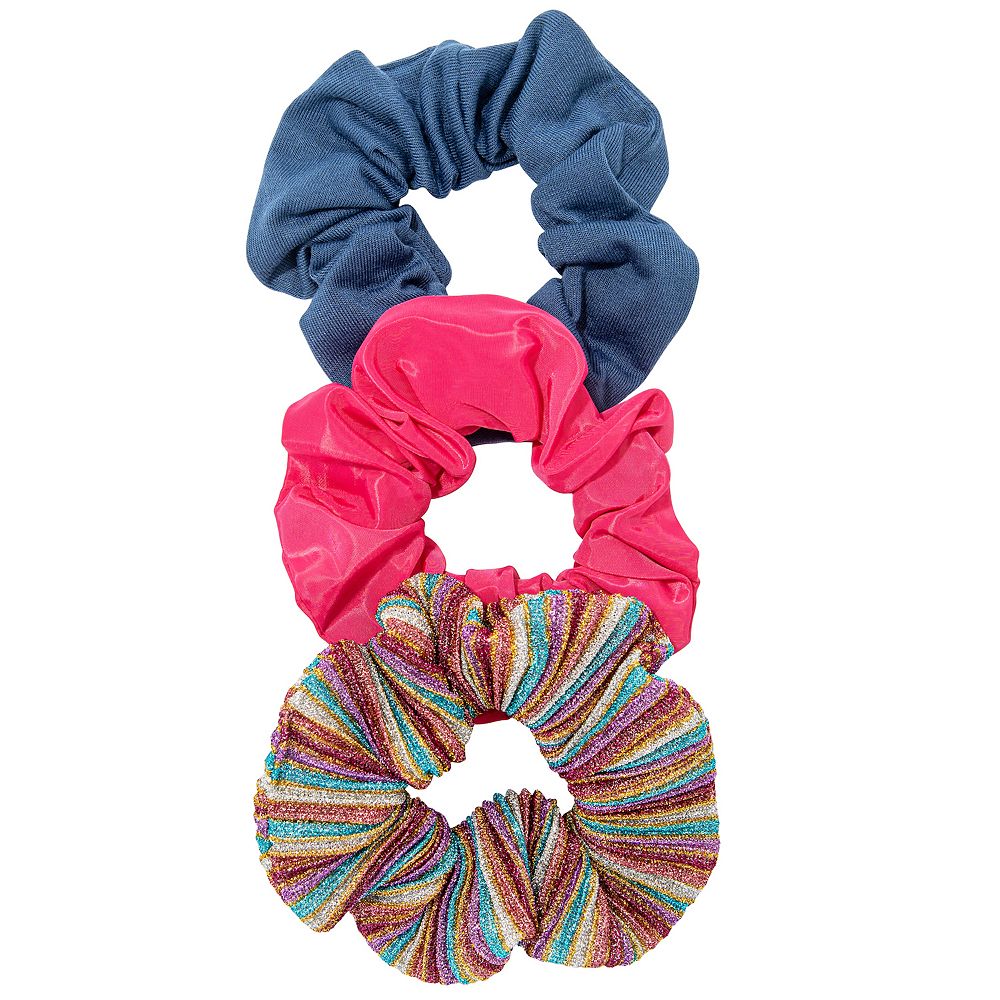 Women's SO® Multi Solid and Textured Glitter Stripe Scrunchie Set