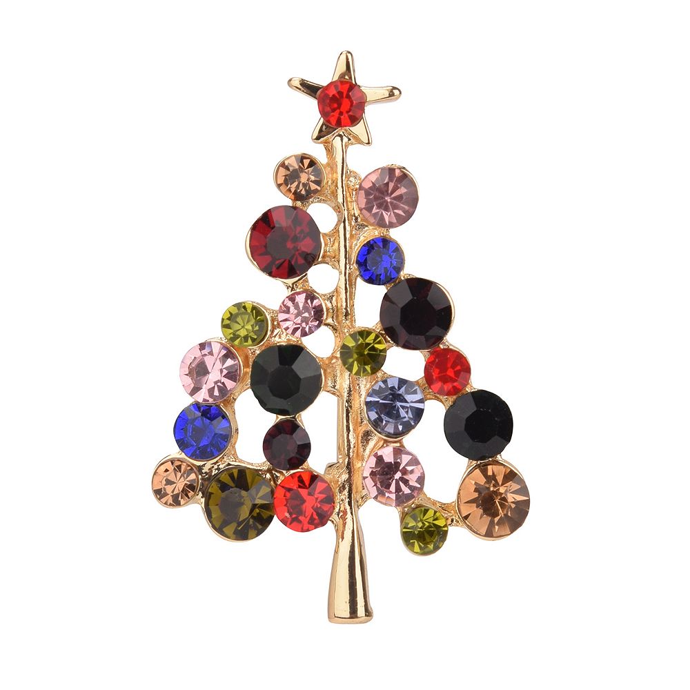 Celebrate Together™ Gold Tone and Multi Colored Stone Christmas Tree ...