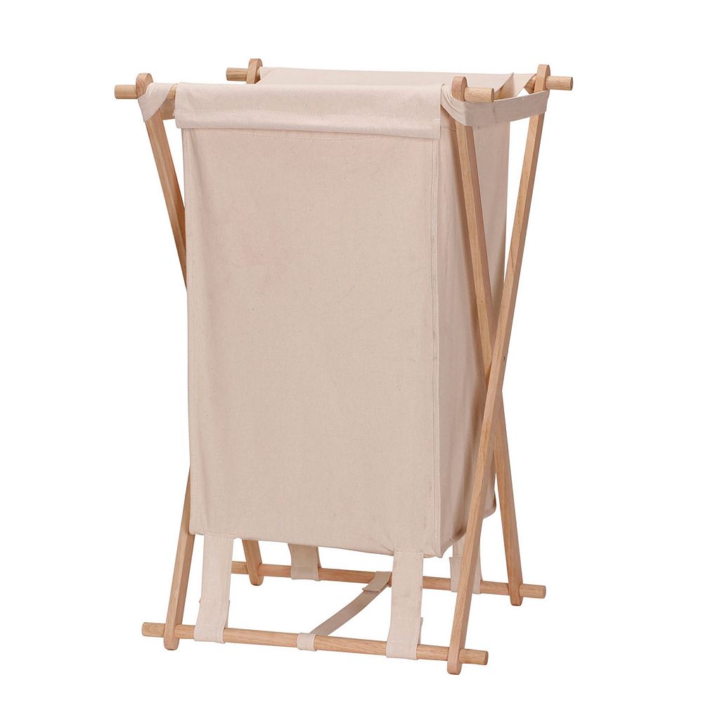 Household Essentials Wood X-Frame Laundry Hamper