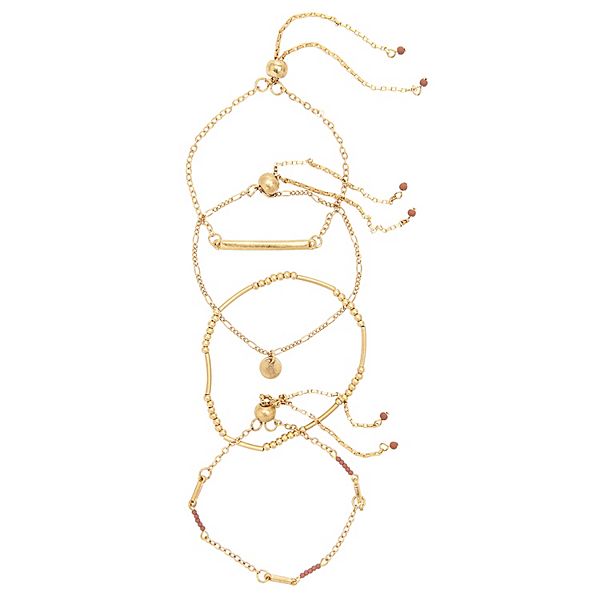 Sonoma Goods For Life® Gold Tone Red Beaded Coin and Bar Multi Bracelet Set