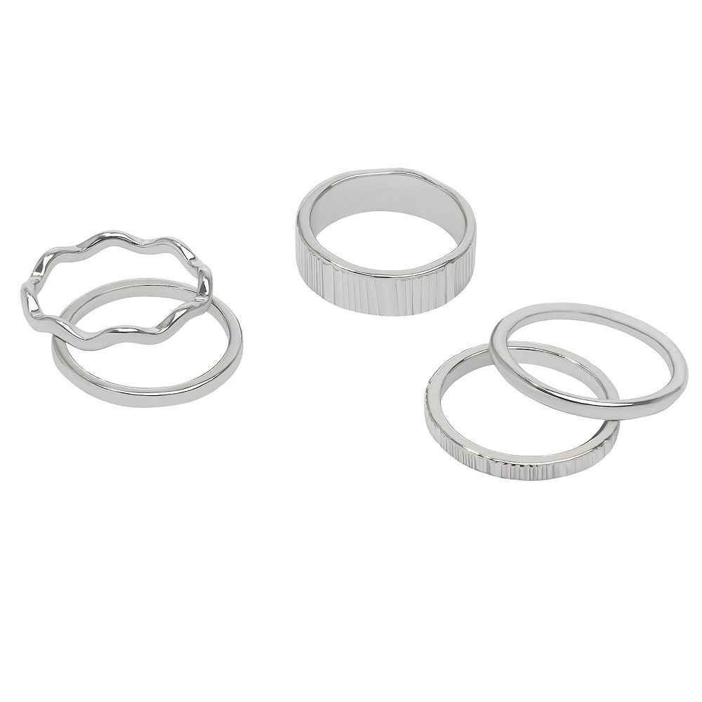 Sonoma Goods For Life® Silver Tone 5-piece Textured Ring Set