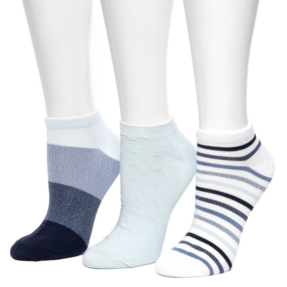 Women's Cuddl Duds® 3 Pair Stripe Tile Low Cut Socks