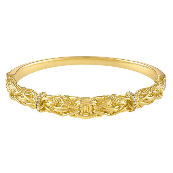 Tiara 14k Gold Over Silver Diamond Accent Byzantine Bangle Bracelet