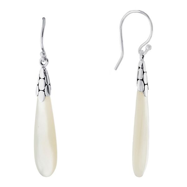 Main and Sterling Oxidized Sterling Silver Mother Of Pearl Drop Earrings