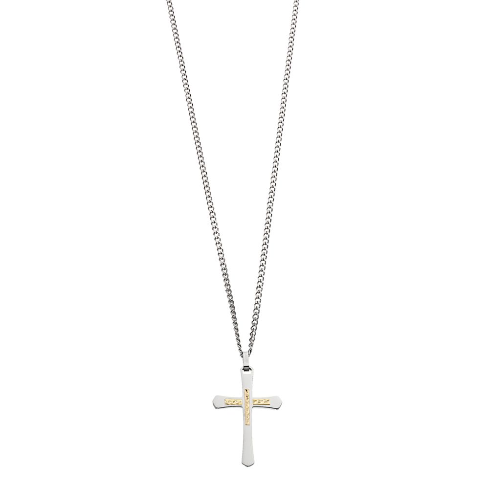 Kristen Kesho 14k Gold Diamond Cut Cross on Stainless Steel Cross ...