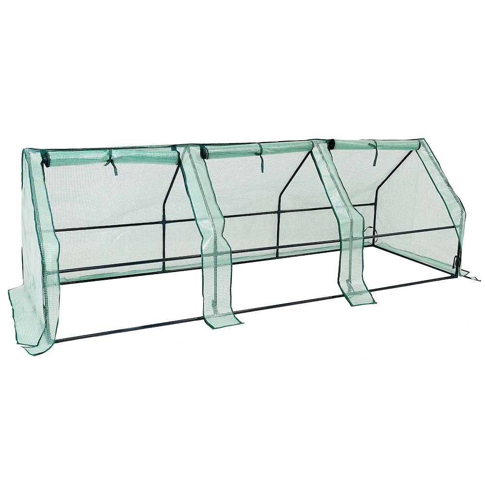 Sunnydaze Iron Plastic Cover Seed Cloche Zippered Mini Greenhouse - Green