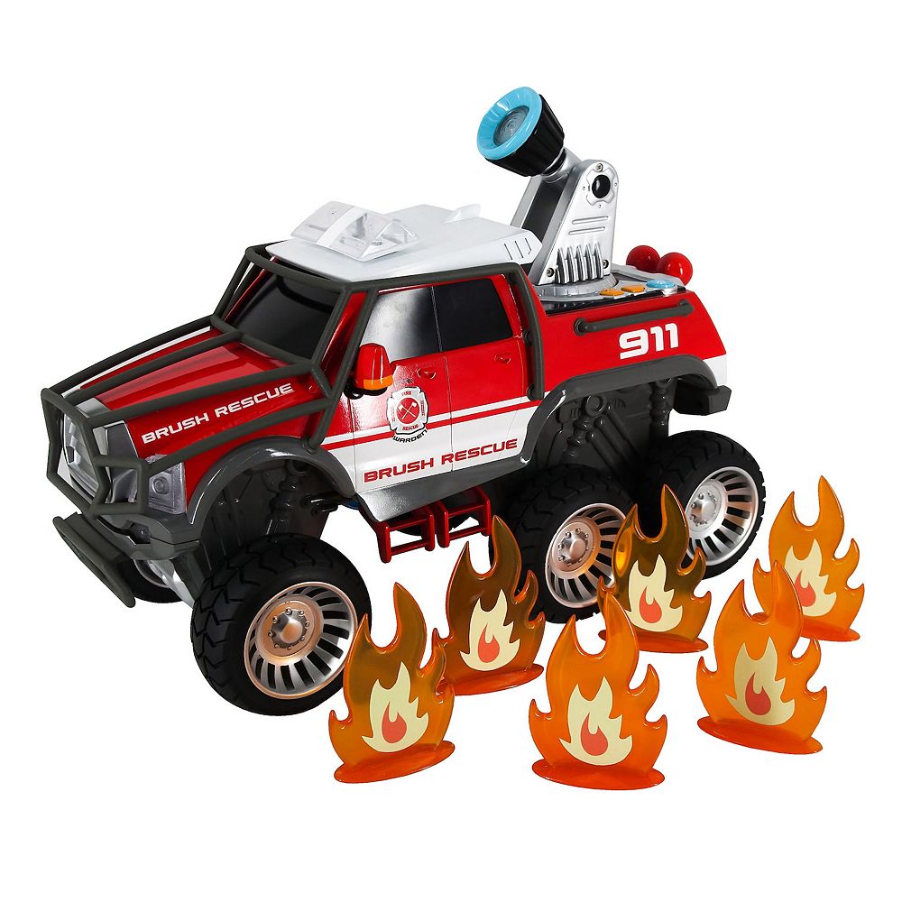 Maxx Action Fire Rescue Off Road Brush Firetruck with Lights, Sounds ...