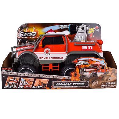 Maxx Action Fire Rescue Off Road Brush Firetruck with Lights, Sounds ...