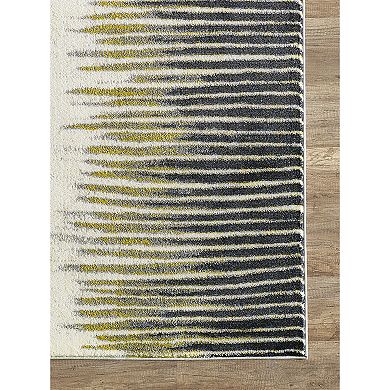 Abani Laguna LAG180A Abstract Striped Yellow and Grey Area Rug