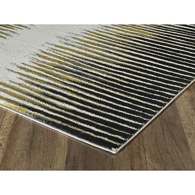 Abani Laguna LAG180A Abstract Striped Yellow and Grey Area Rug