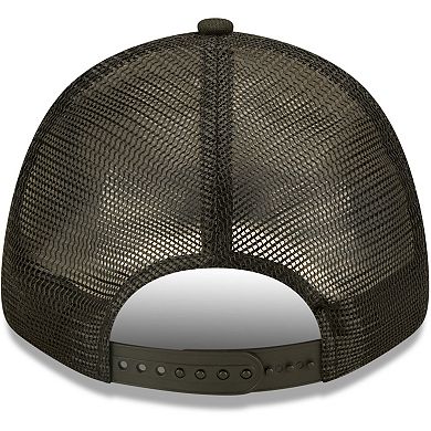 Men's New Era Black Houston Rockets Marble 9FORTY Trucker Snapback Hat