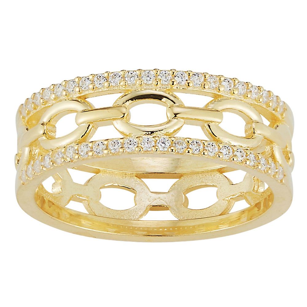 Sunkissed Sterling Cubic Zirconia Triple Stack Ring