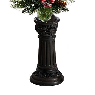 nearly natural 5-ft. LED Lamp Post with Artificial Christmas Greenery ...