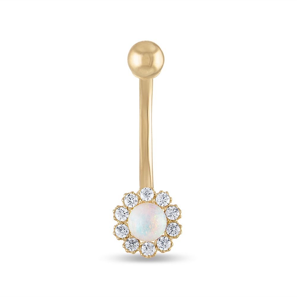 Amella Jewels 14K Gold Opal & Cubic Zirconia Belly Ring