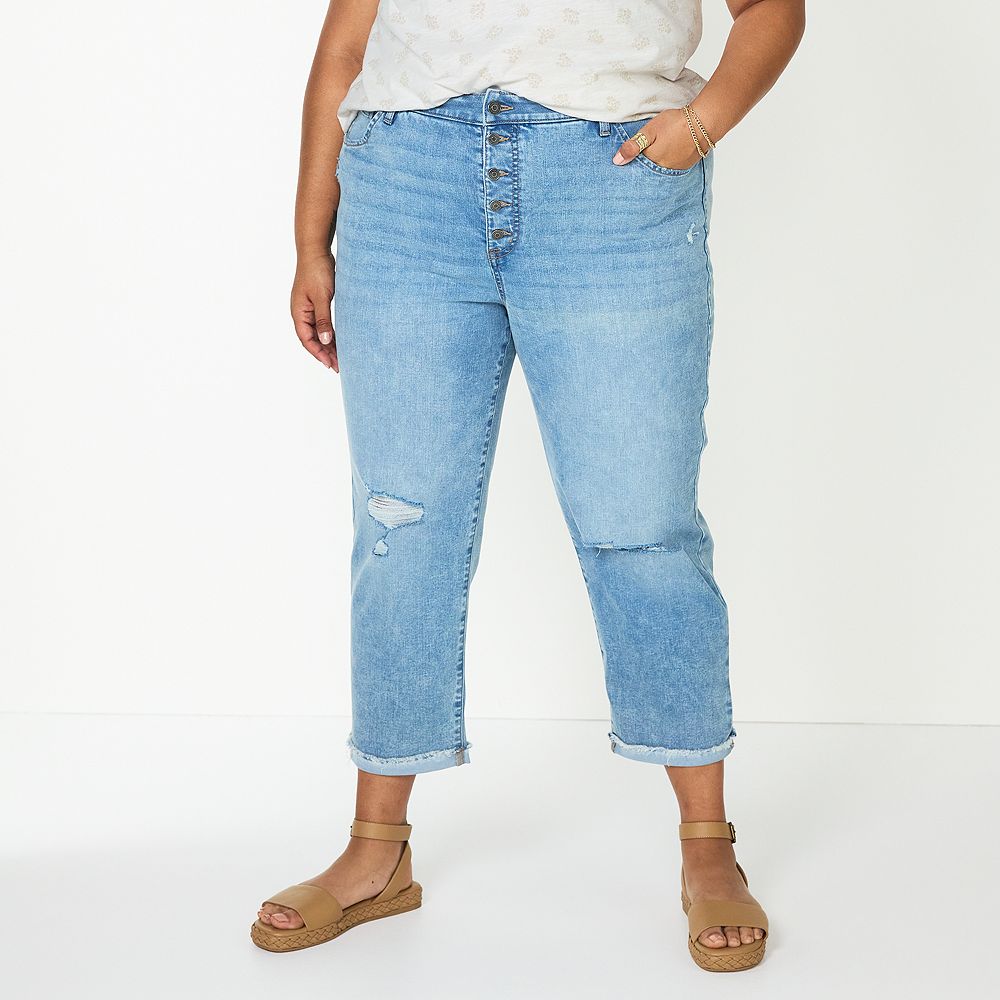 Plus Size Sonoma Goods For Life® Rolled Hem Crop Jeans