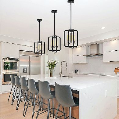 Defong 4-Light Black Pendant Lighting Fixture, Modern Island Light ...