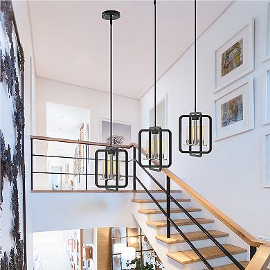 Defong 4-Light Black Pendant Lighting Fixture, Modern Island Light ...