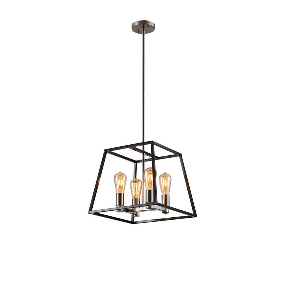 Defong 4 Light Pendant Lighting, Industrial Ceiling Light Black Lantern ...